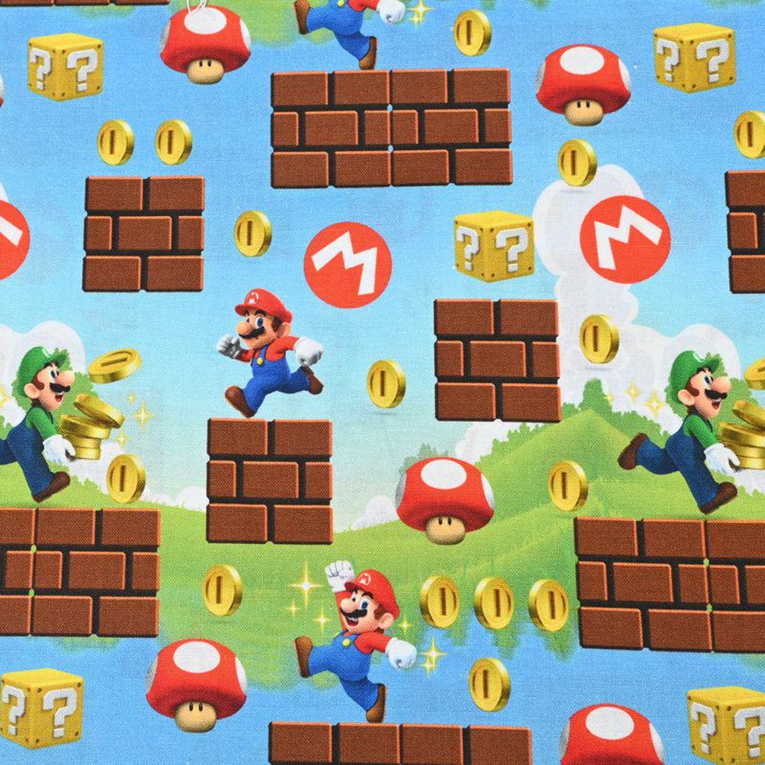 Super Mario Fabric 100% Cotton Fabric Cartoon Cotton Fabric by the Half ...