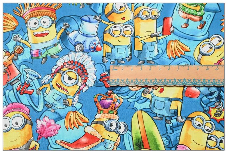Minions Fabric 100% Cotton Fabric Cartoon Cotton Fabric by the Half ...