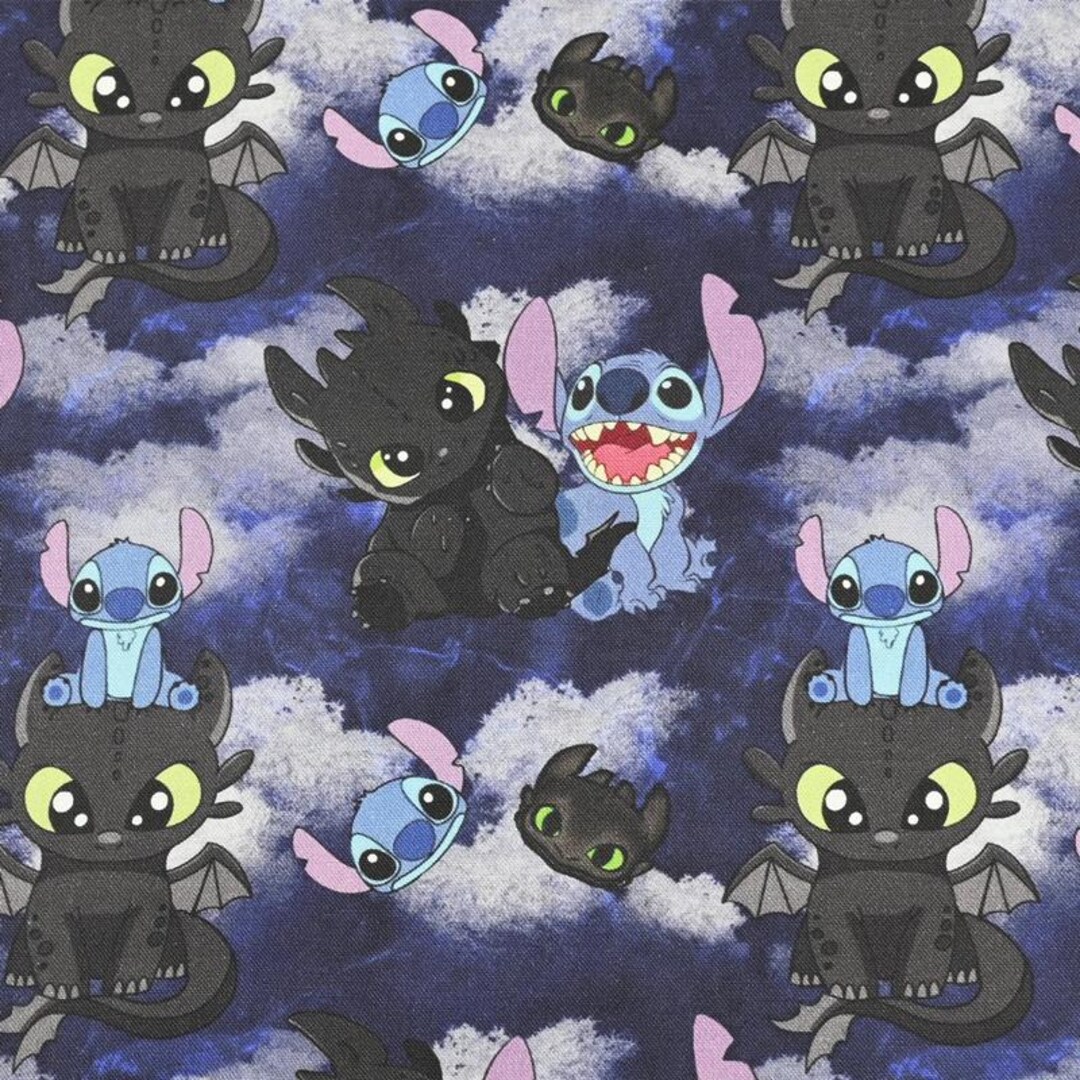 Toothless and Stitch Fabric How to Train Your Dragon Fabric 100% Cotton ...