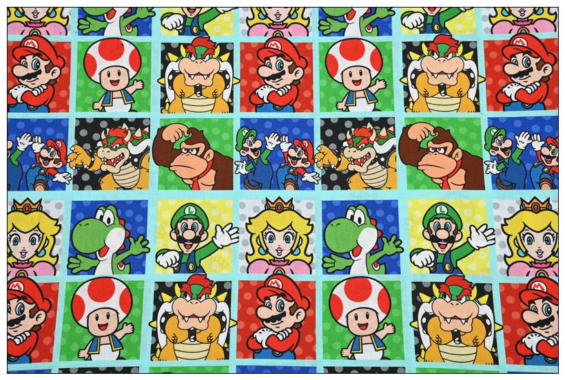 Super Mario Fabric 100% Cotton Fabric Cartoon Cotton Fabric by the Half ...