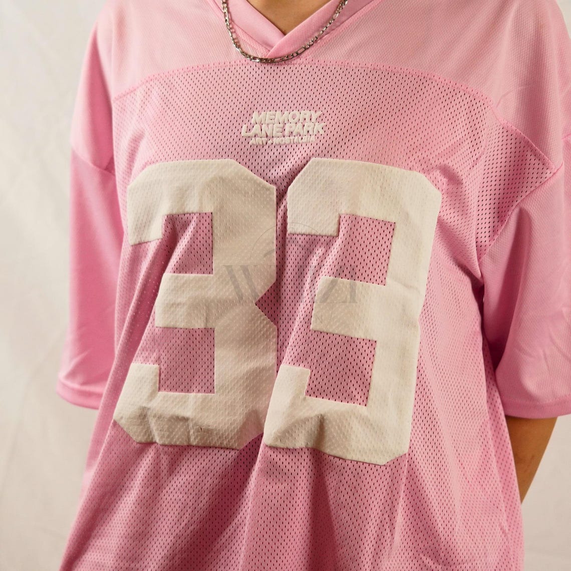 Trendy Pink Oversized Mesh Jersey for Women V-neck Sports Top With ...