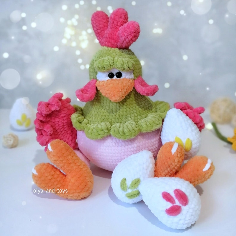 Crochet Hen Pattern, Amigurumi Chicken Plush Toy (PDF in Eng), Happy ...