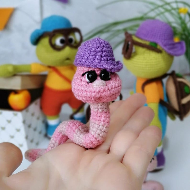 Crochet Turtle Pattern: Amigurumi Reptile Toy With Worm Friend (PDF Eng ...