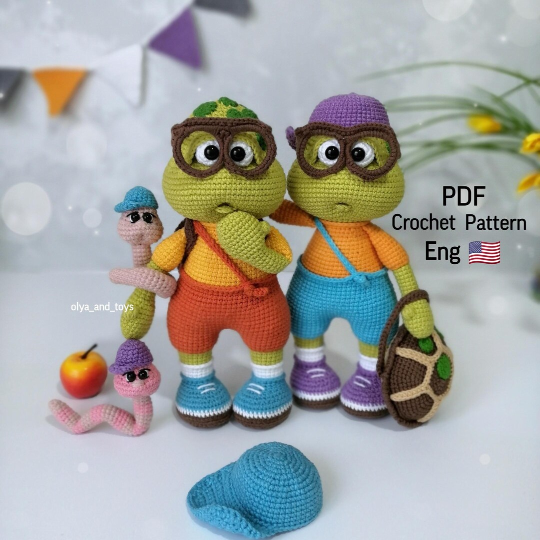 Crochet Turtle Pattern: Amigurumi Reptile Toy With Worm Friend (PDF Eng ...