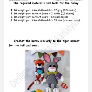 Crochet Pattern Tiger and Bunny PDF in Eng, Amigurumi Animals Bunny and ...