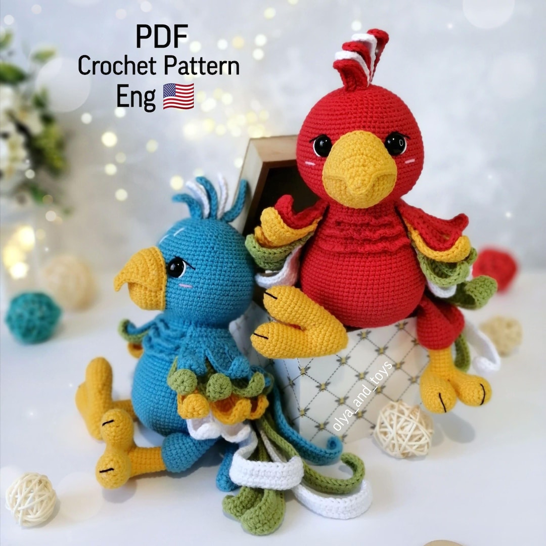Crochet Pattern Cute Parrot PDF in Eng, Amigurumi Parrot Tutorial, Crochet Bird Pattern, Crochet ...