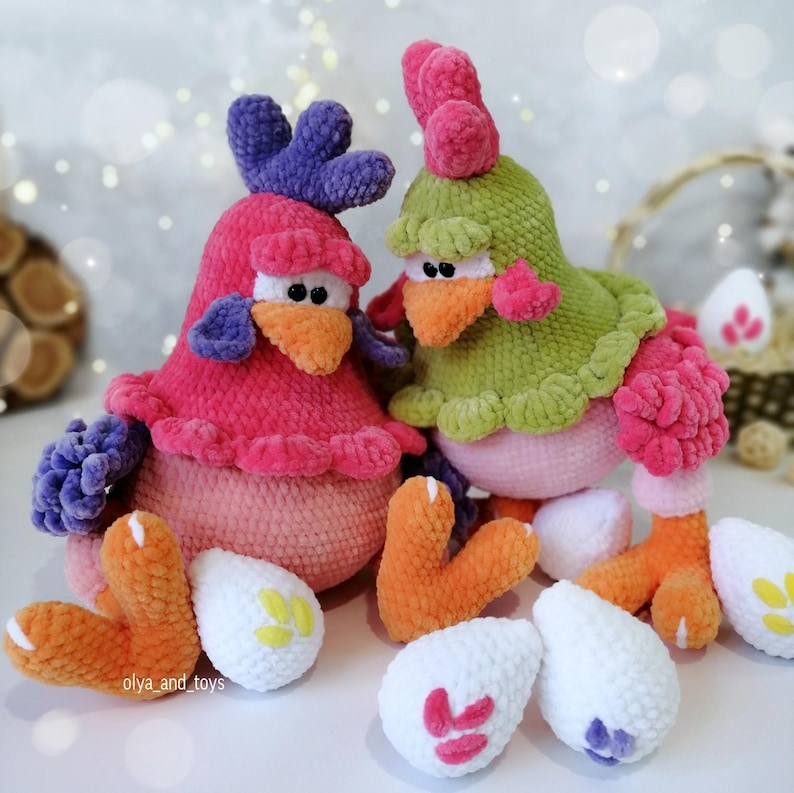 Crochet Hen Pattern, Amigurumi Chicken Plush Toy (PDF in Eng), Happy ...