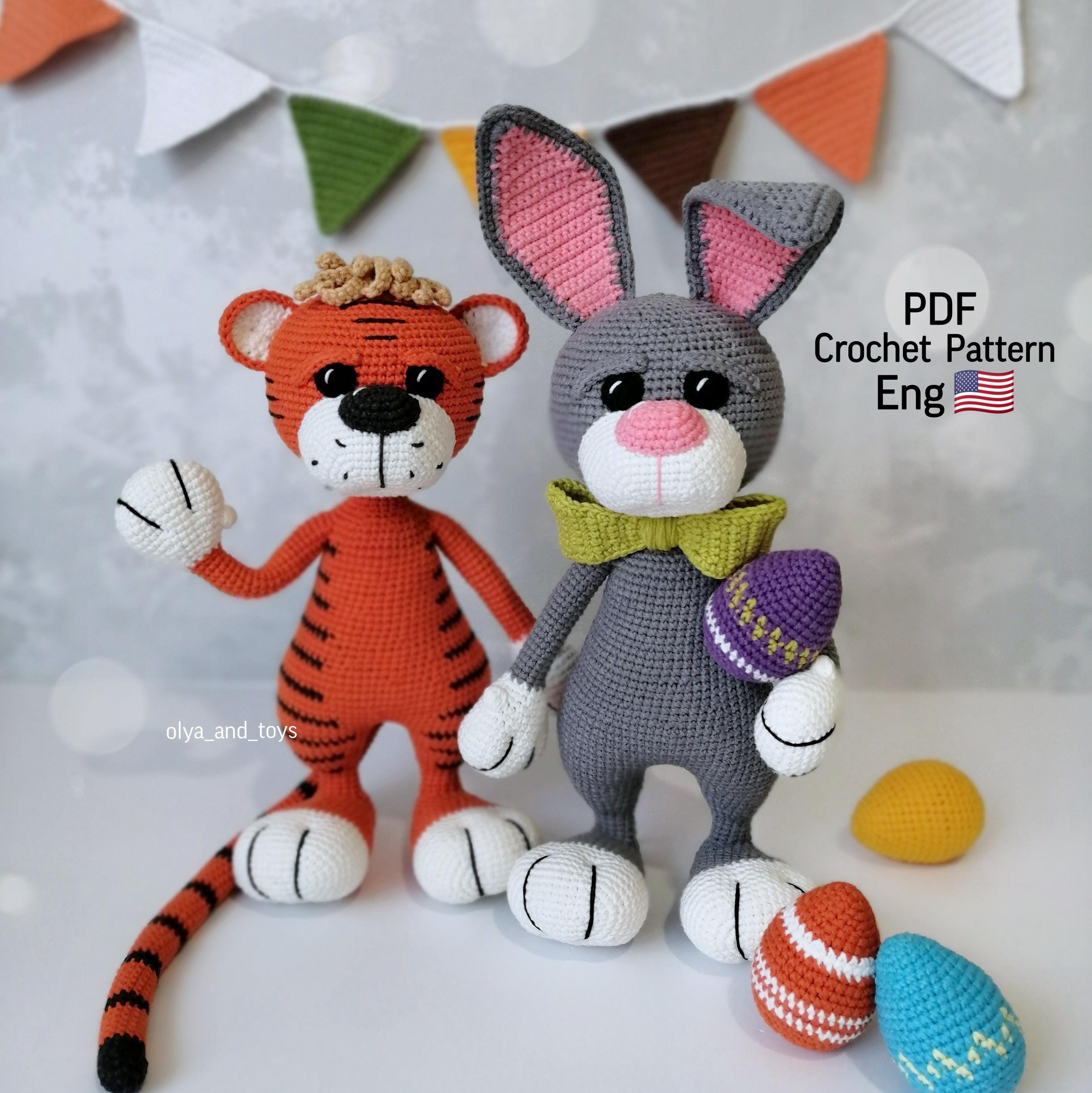 Crochet Pattern Tiger and Bunny PDF in Eng, Amigurumi Animals Bunny and ...