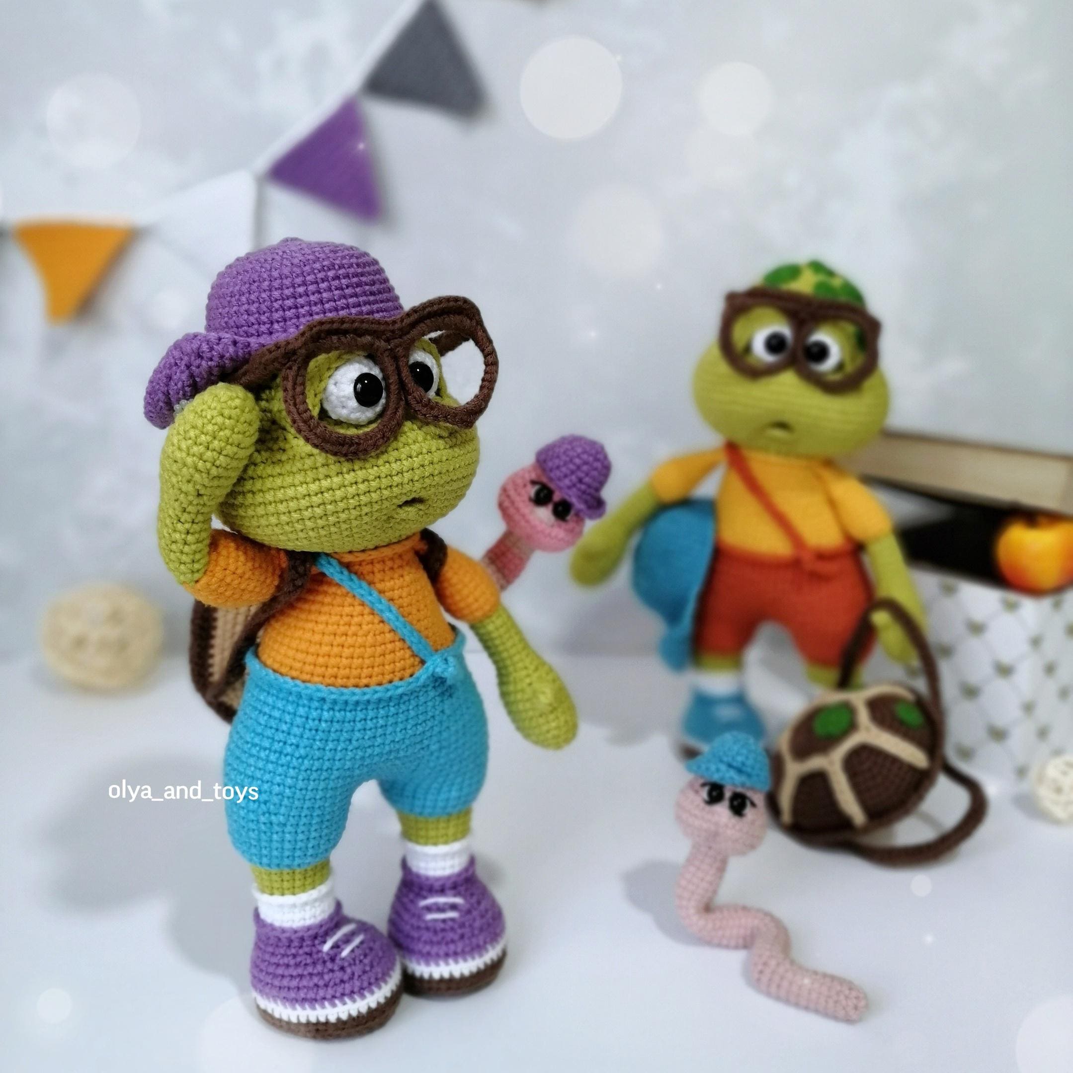 Crochet Turtle Pattern: Amigurumi Reptile Toy With Worm Friend (PDF Eng ...