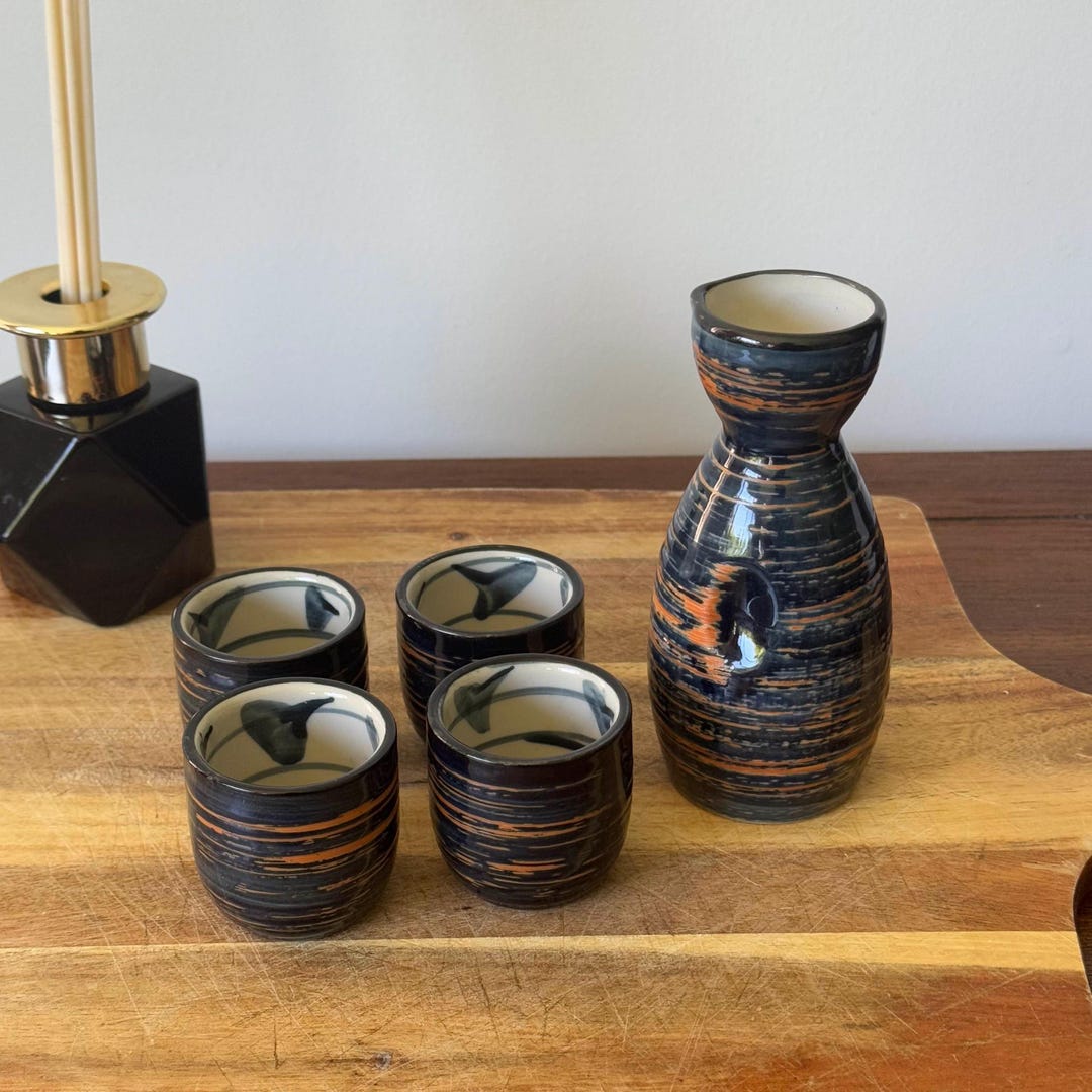 Blue Porcelain Sake Set Handmade by Kat Ceramic Carafe Set Unique Gift ...