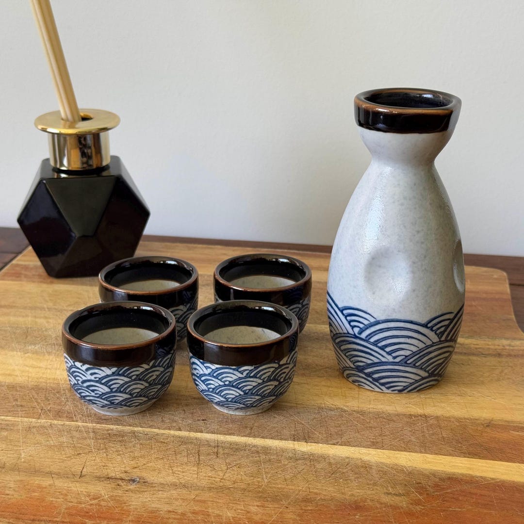 White Porcelain Sake Set Handmade by Kat Ceramic Carafe Set Unique Gift ...