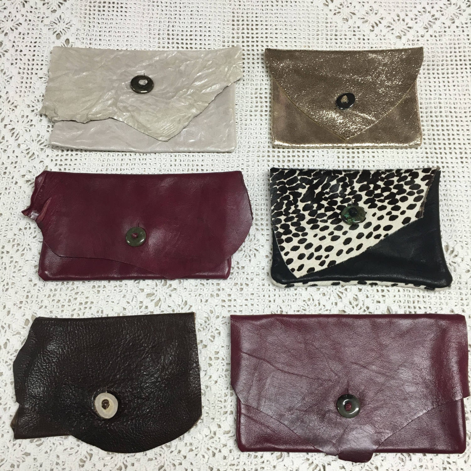 One of a Kind Custom Handcrafted Leather Button Clutches - Etsy