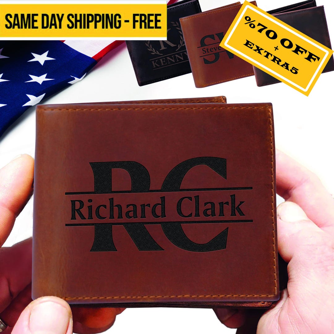 Personalized Leather Mens Wallet, Valentines Day Gifts for Husband ...