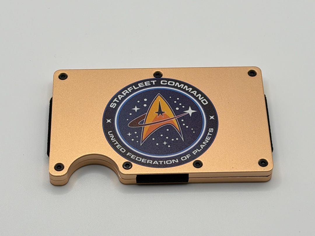 Gold Anodized Metal Card Wallet With RFID Blocking and Starfleet ...