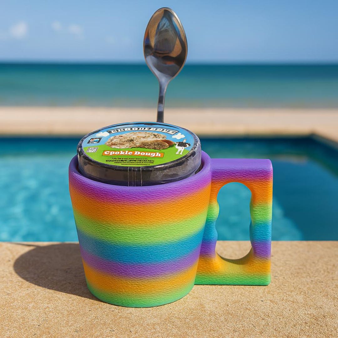 3D Printed Ice Cream Pint Holder: Ben & Jerry's Cozy With Spoon Slot - Etsy