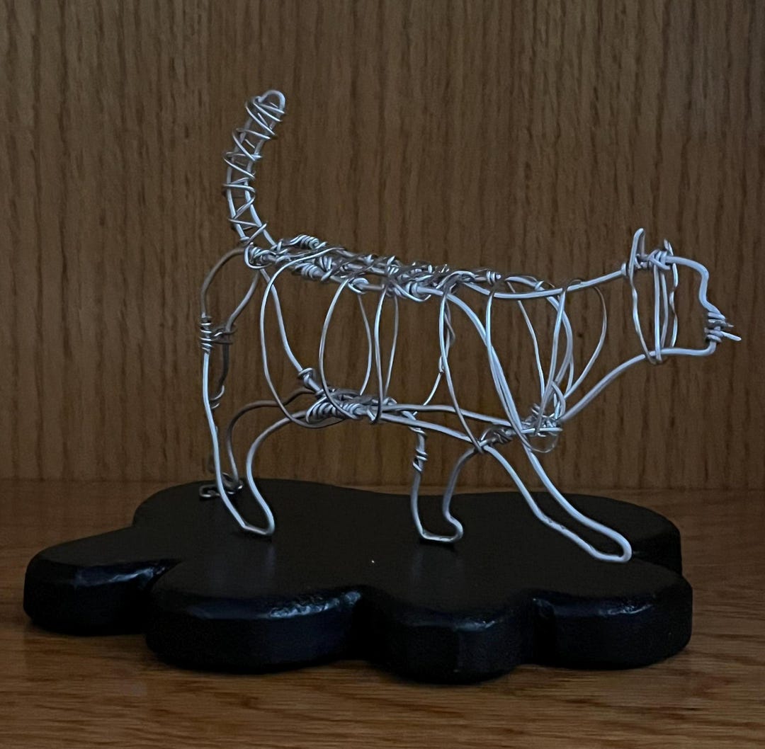 3D Cat Wire Sculpture | Cat Decor | Desk Decor | Wire Cat | Nursery ...
