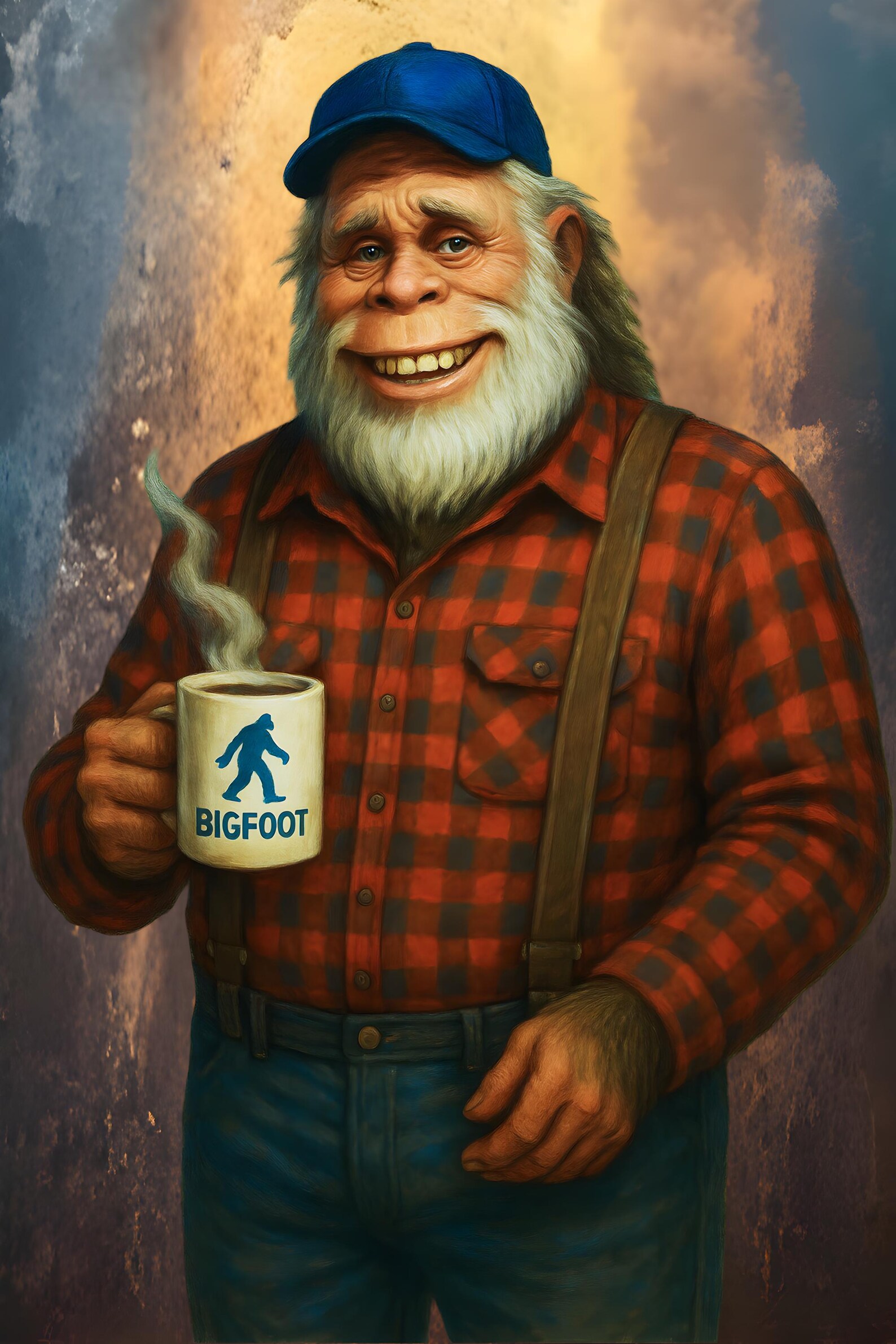 Bigfoot Lumberjack Wall Art – Funny Forest Cryptid Print – Whimsical ...