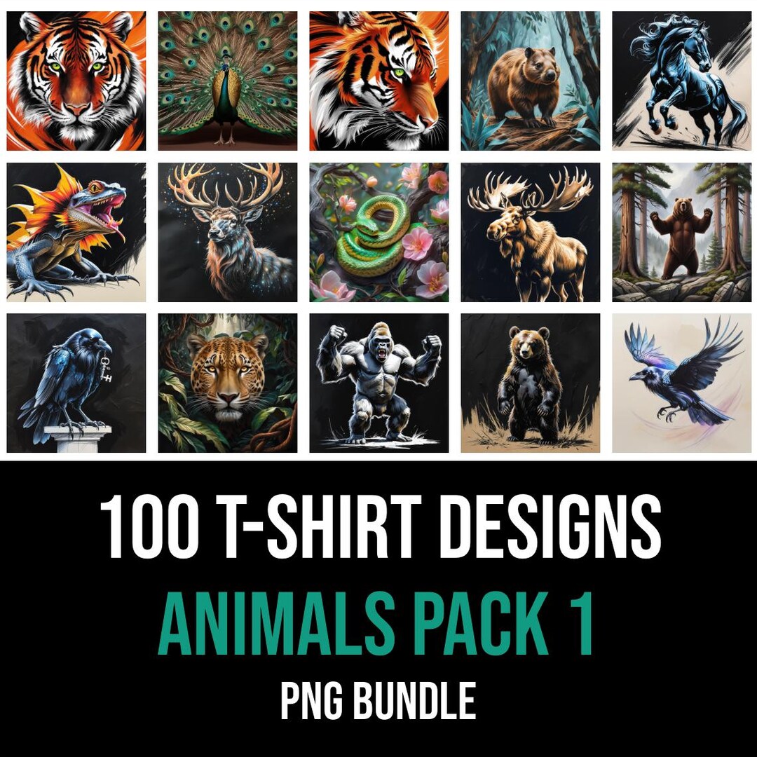 100 "animal" Image Theme Pack 1 PNG Digital Bundle – Wildlife – High ...
