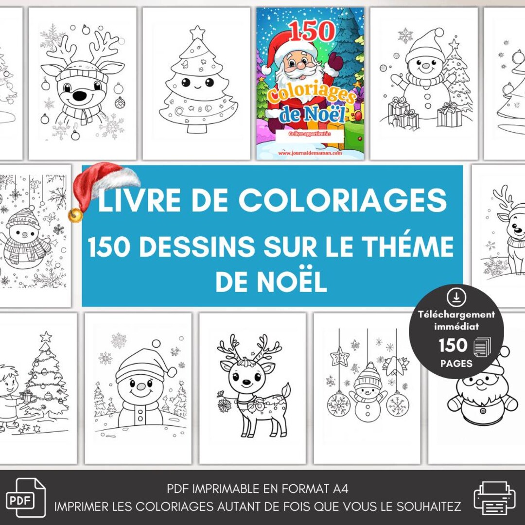 Book of 150 Christmas Coloring Pages in French - Etsy