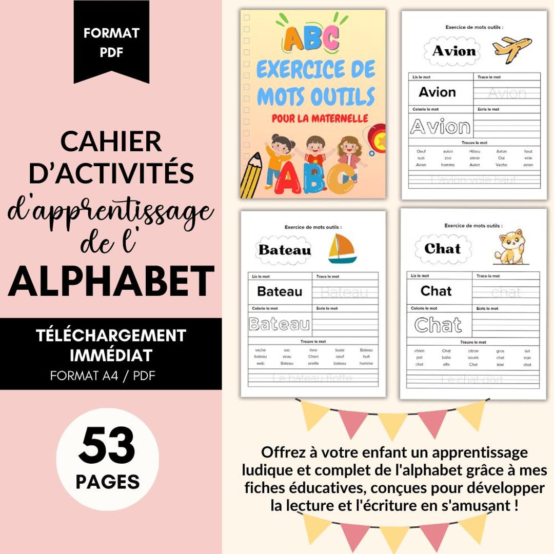 Apprendre L'alphabet Avec Des Mots Outils - En Français - Cahier D ...