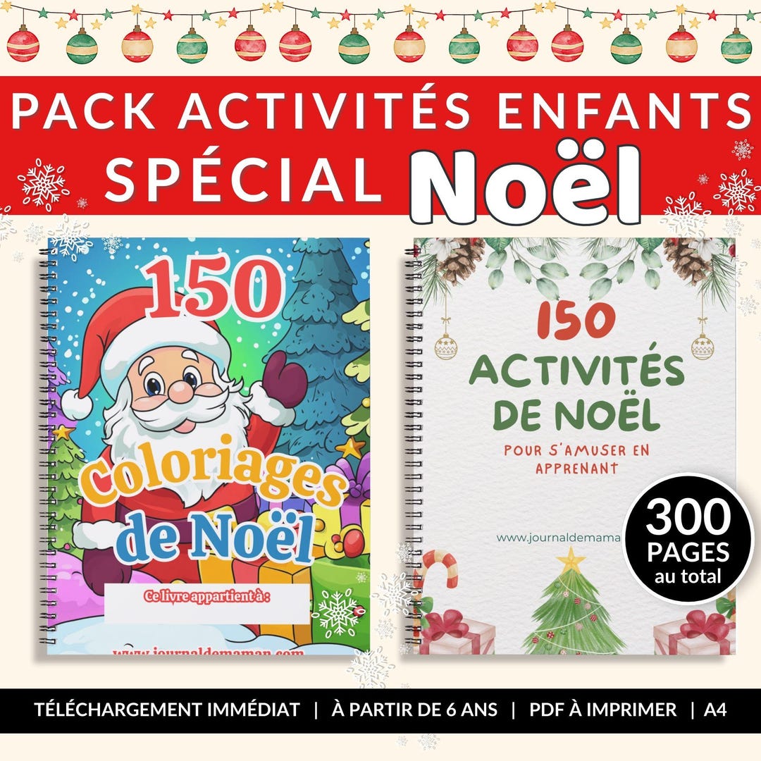 Pack Activités Noël à Imprimer, En Français, 150 Coloriages De Noël ...