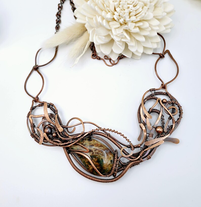 Plasma Agate Wire Wrapped Copper Pendant, Artisan Hand Crafted Boho ...