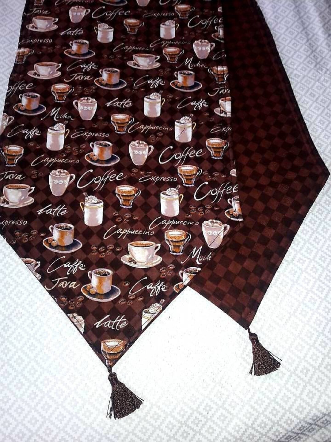 Coffee Themed Handmade Reversible Table Runner 72x14 - Etsy