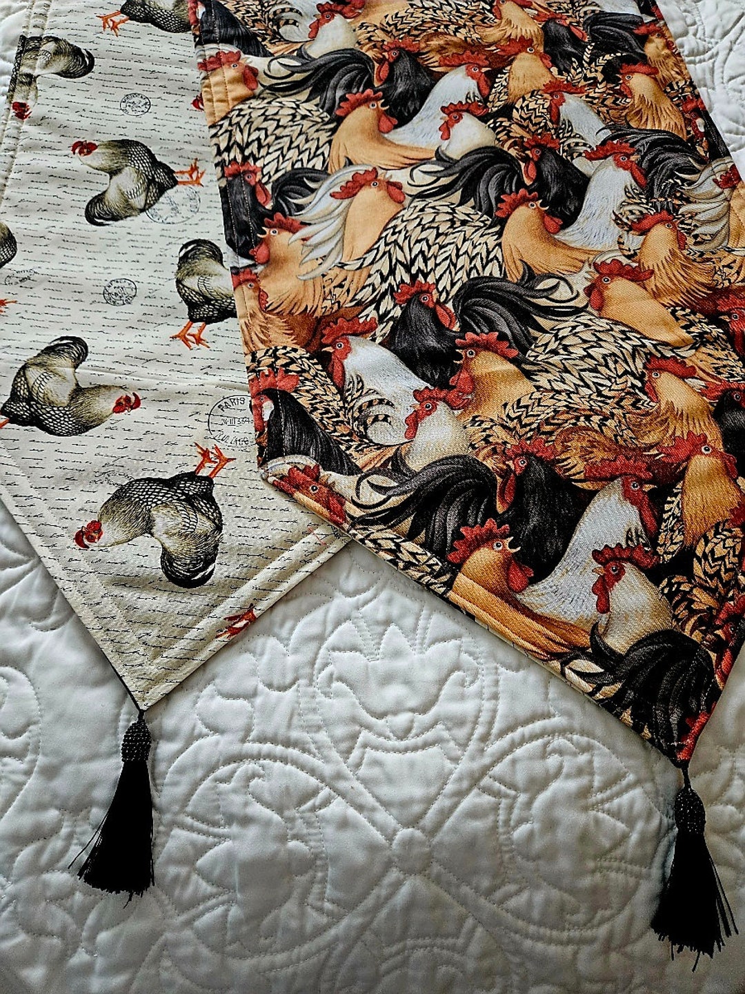 Rooster Themed Table Runner Reversible and Padded 72x14 - Etsy