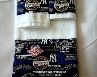 New York Yankees 3 Piece Bath Towel Sets | Etsy