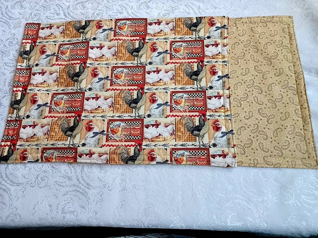 Rooster Themed Reversible Placemats Handmade and Machine Washable Set ...