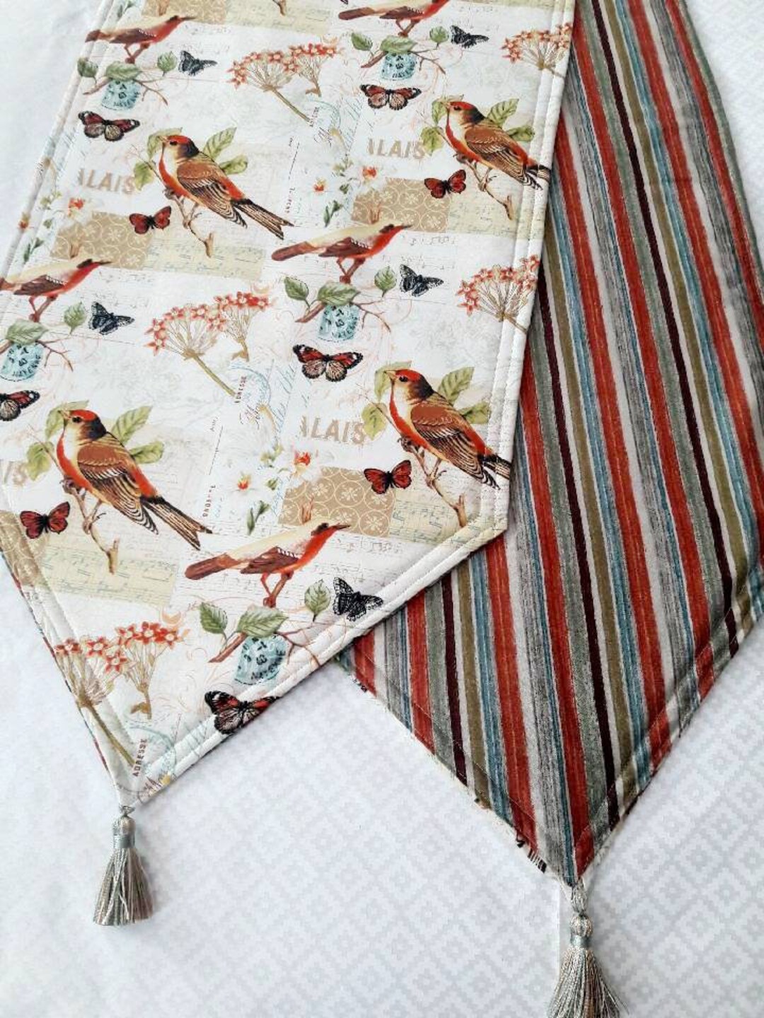 Bird Themed Table Runner Reversible and Padded 72x14 - Etsy