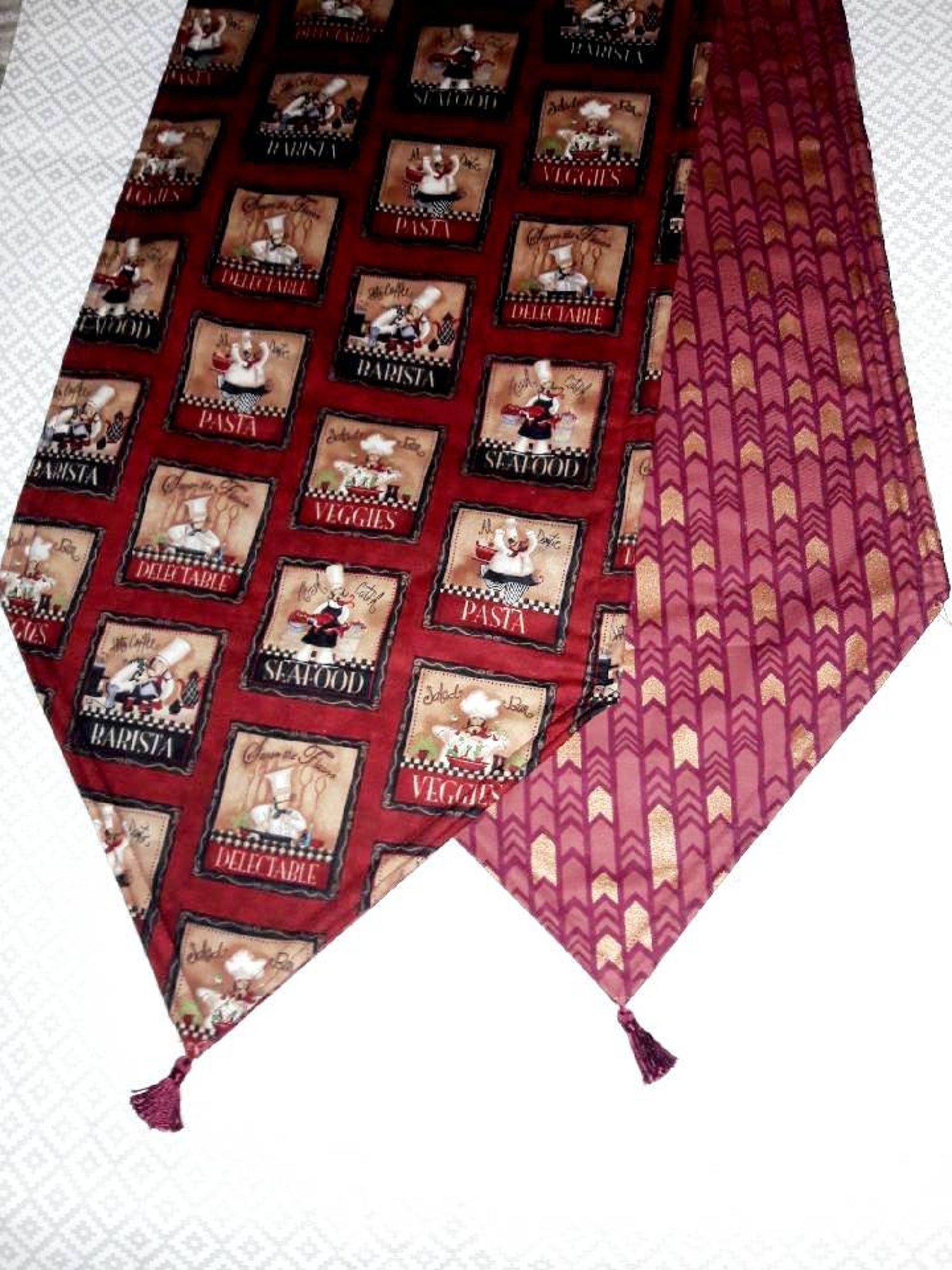 Italian Themed Reversible Table Runner 72x14 Handmade Machine | Etsy