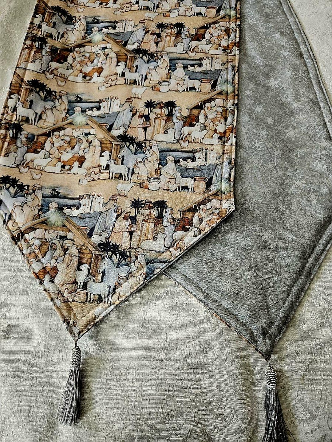 Christmas/nativity Scene Themed Reversible Table Runner 72x14 Handmade ...
