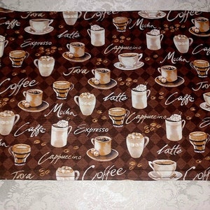 Coffee Themed Reversible Placemats Handmade and Machine Washable Set of ...