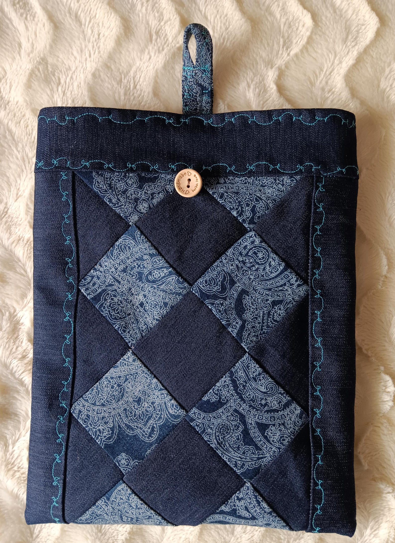 Denim Case for Books. Handmade Tablet Case. Denim Tablet Case. Book ...
