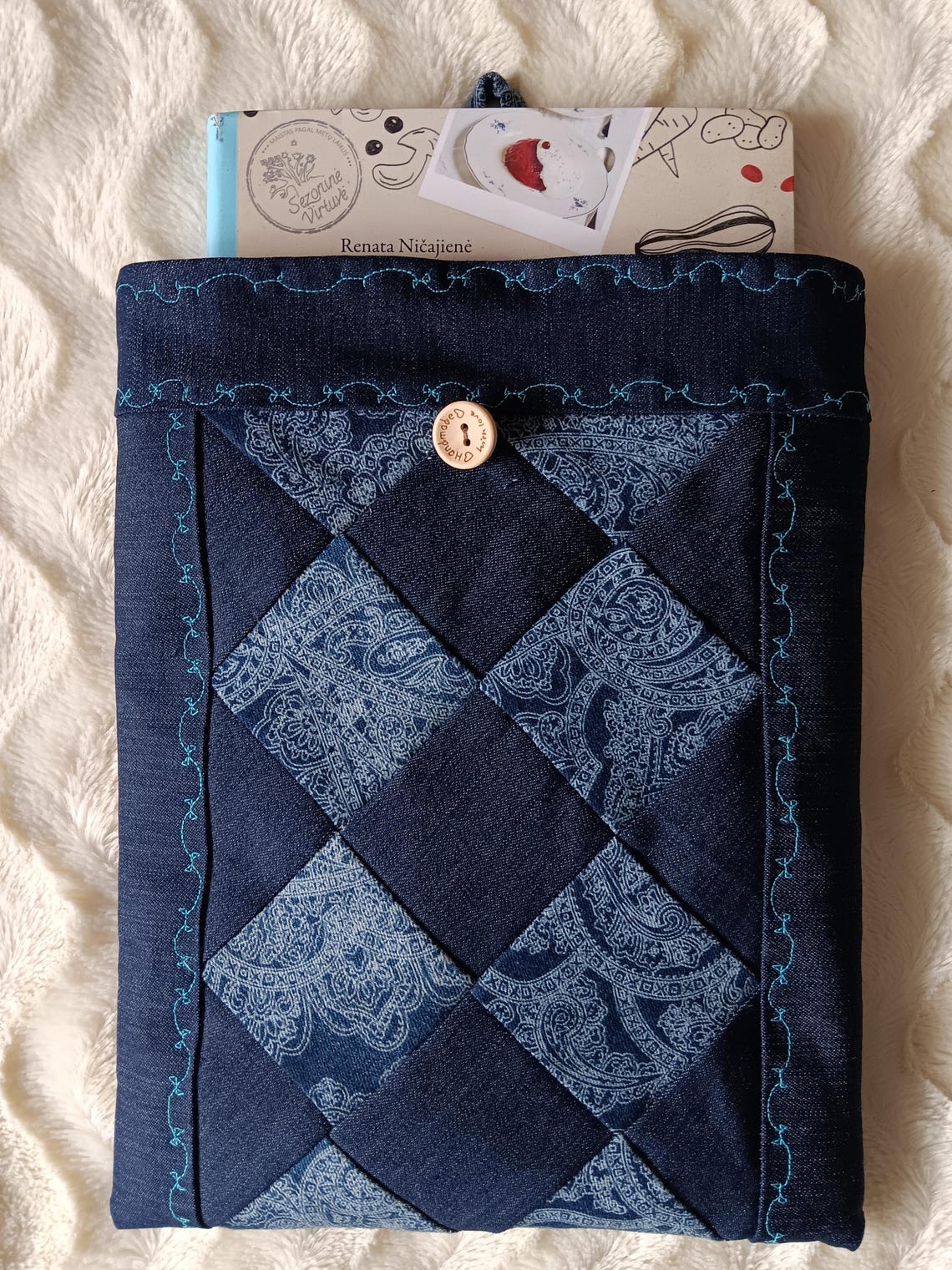 Denim Case for Books. Handmade Tablet Case. Denim Tablet Case. Book ...