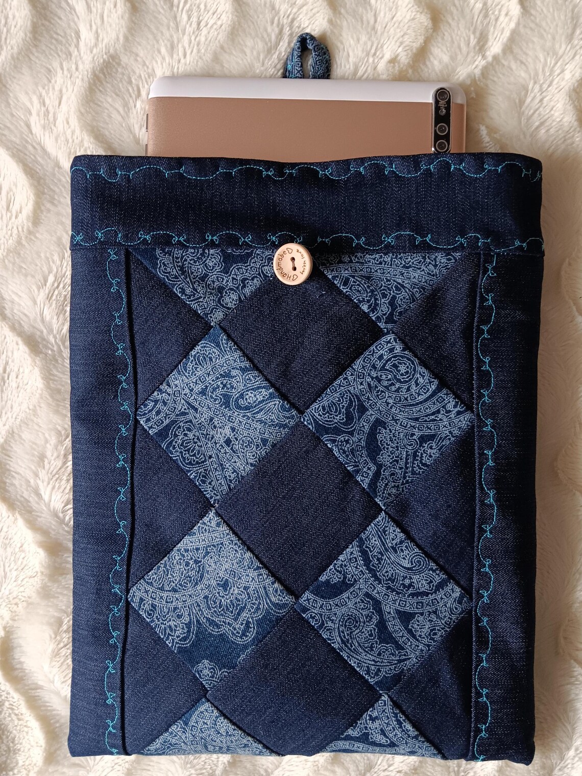 Denim Case for Books. Handmade Tablet Case. Denim Tablet Case. Book ...