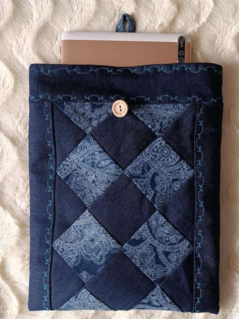 Denim Case for Books. Handmade Tablet Case. Denim Tablet Case. Book ...