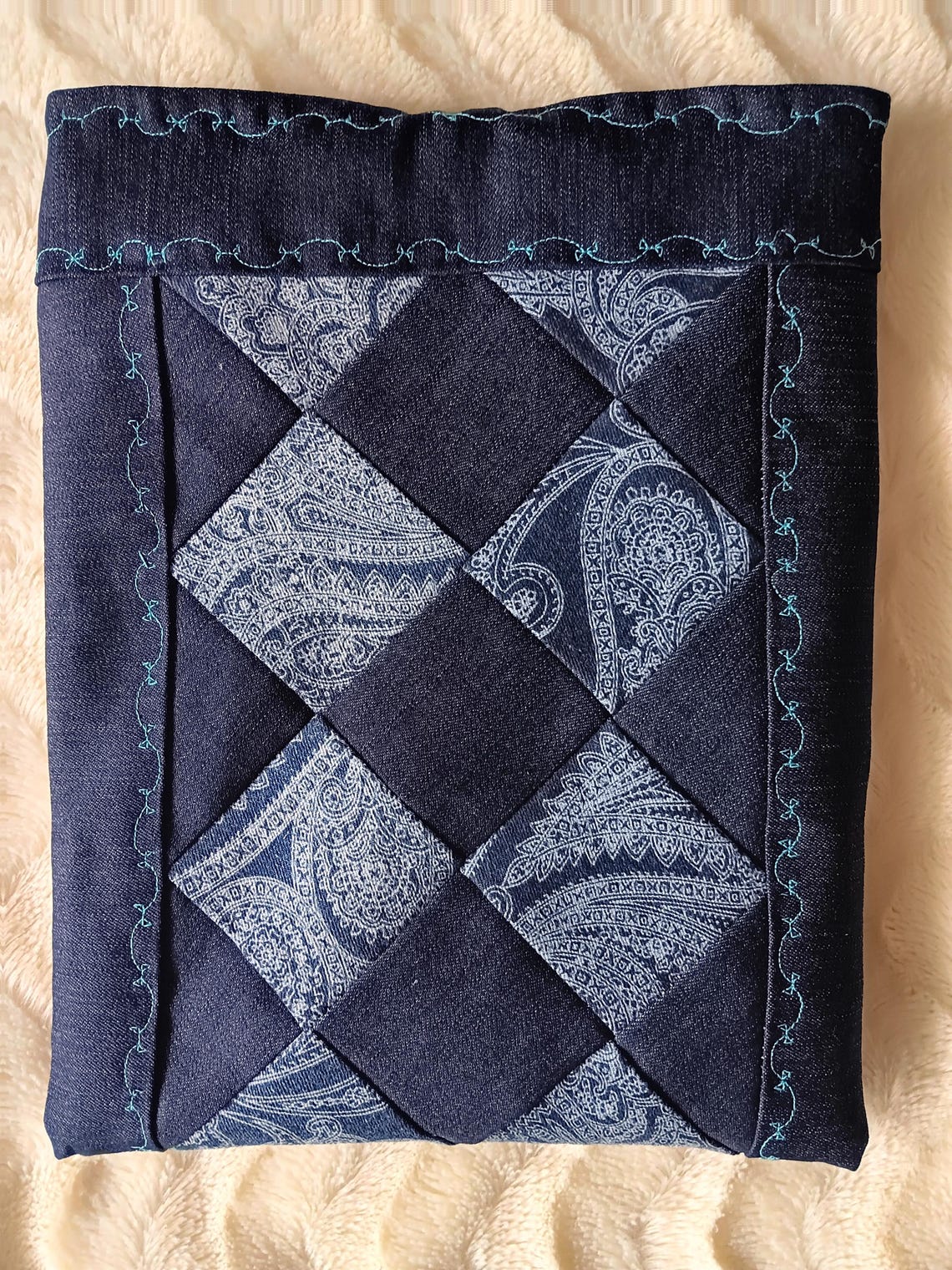 Denim Case for Books. Handmade Tablet Case. Denim Tablet Case. Book ...