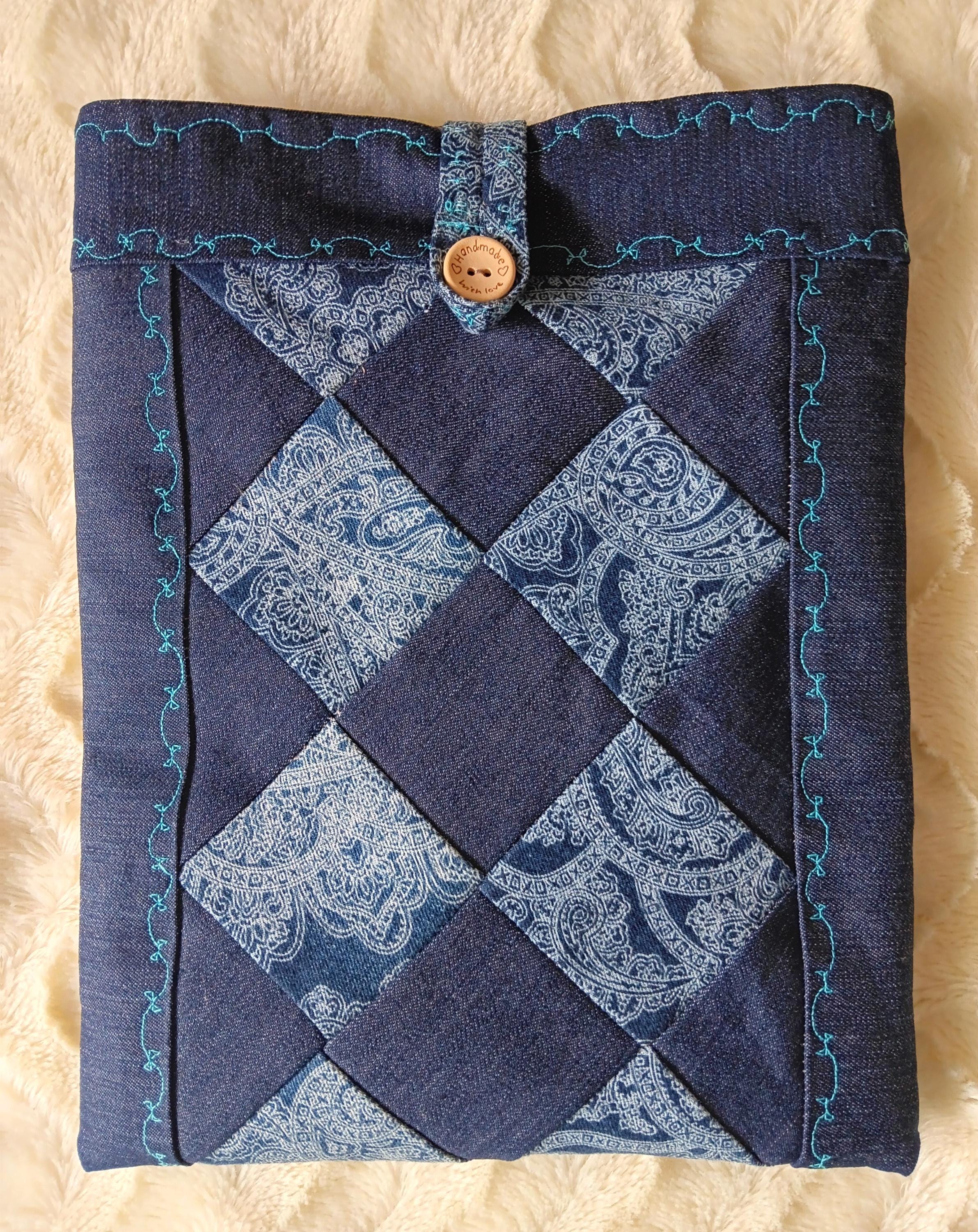 Denim Case for Books. Handmade Tablet Case. Denim Tablet Case. Book ...