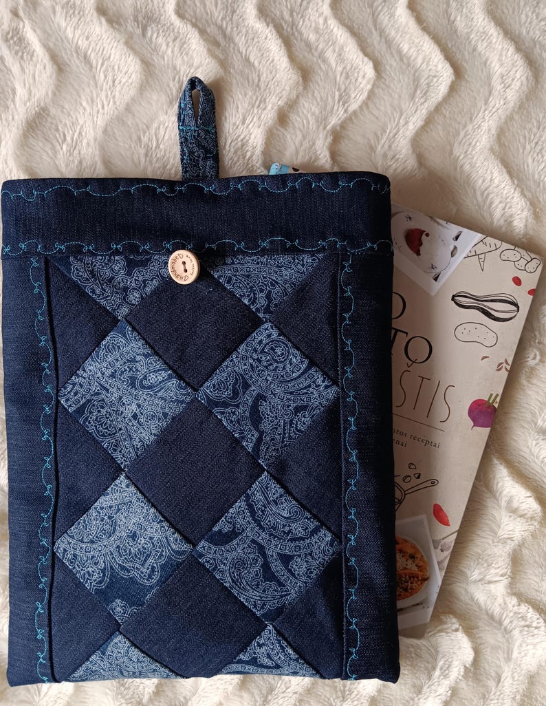 Denim Case for Books. Handmade Tablet Case. Denim Tablet Case. Book ...