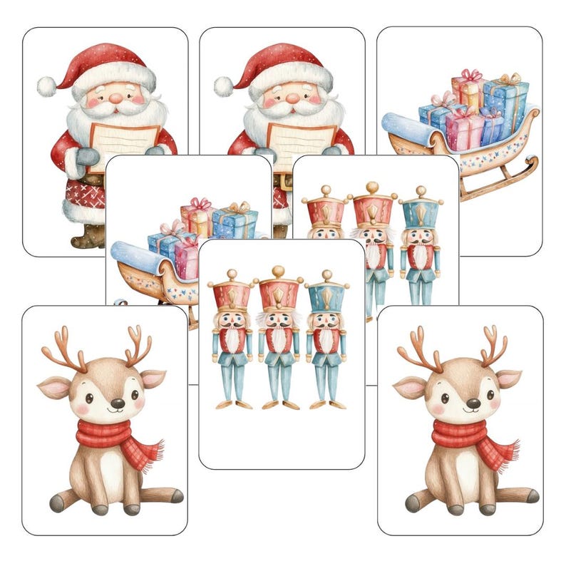 Christmas Memory Game Matching Activity for Kids Toddlers Preschool ...