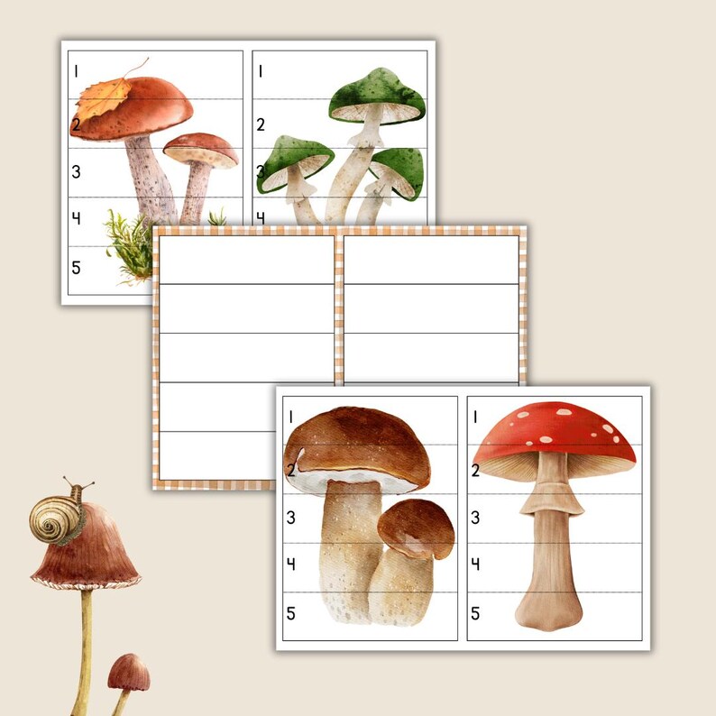 Printable Mushroom Number Puzzle | Numbers 1-10 | Montessori Counting ...