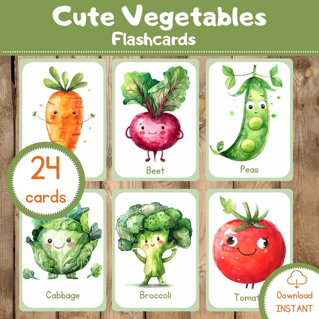 Vegetables Flashcards| Veggies Cards| Preschool Flash Cards|montessori ...