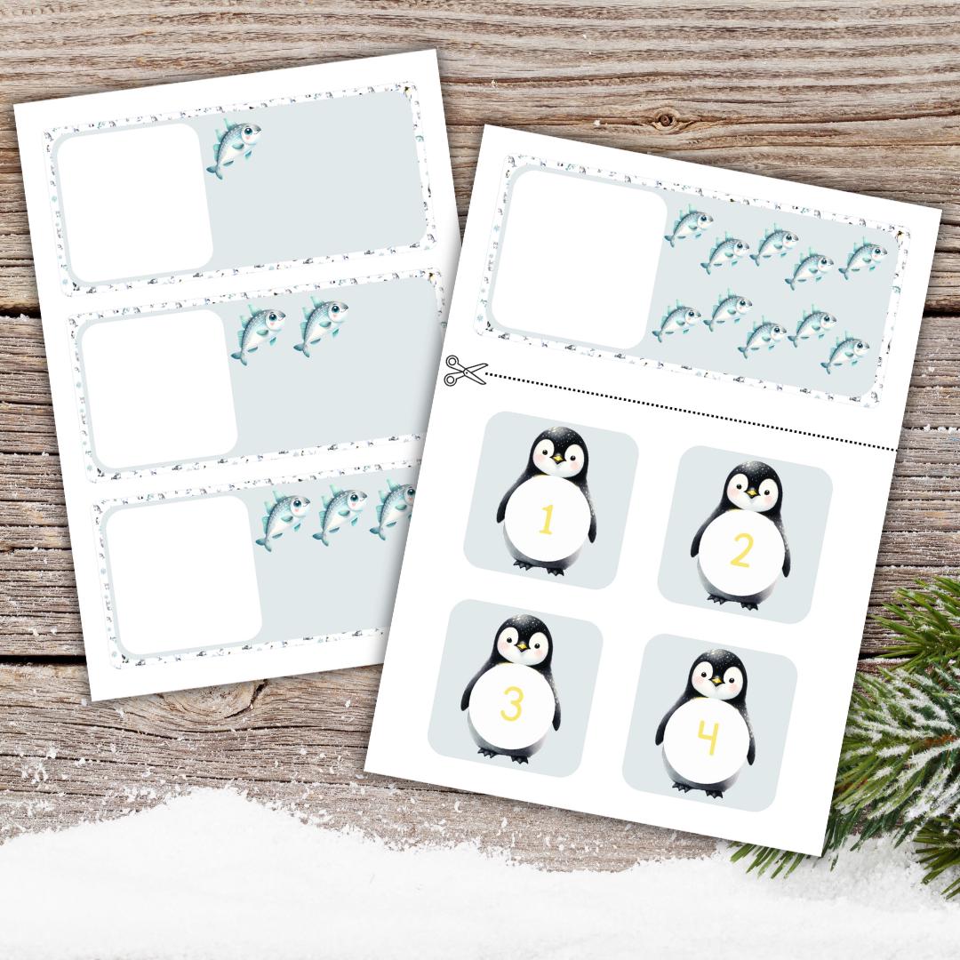 Penguin Counting Cards 1-10 | Preschool Printable (digital Download) - Etsy
