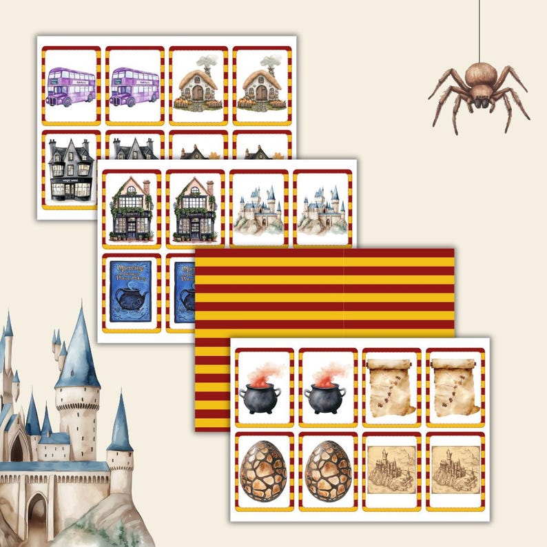 Wizard School Memory Game: Printable Magic Cards (digital Download) - Etsy