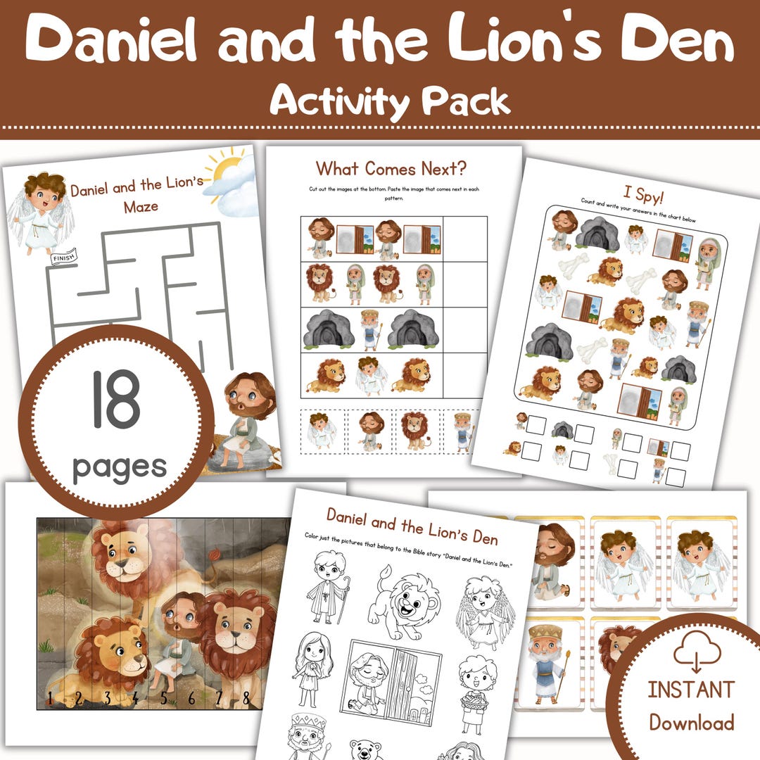 Daniel and the Lions' Den Activity Pack | Christian Printable Games ...