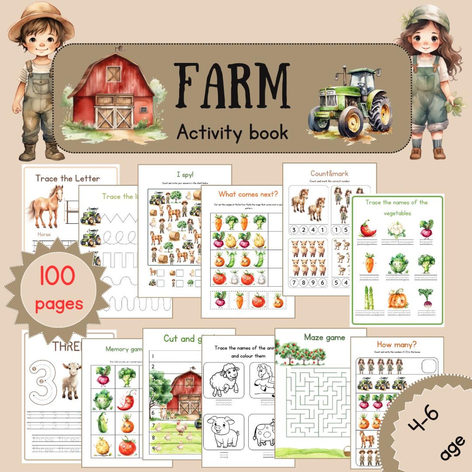 Farm Animals Activities, Farm Busy Book, Toddler, Preschool, Farm ...