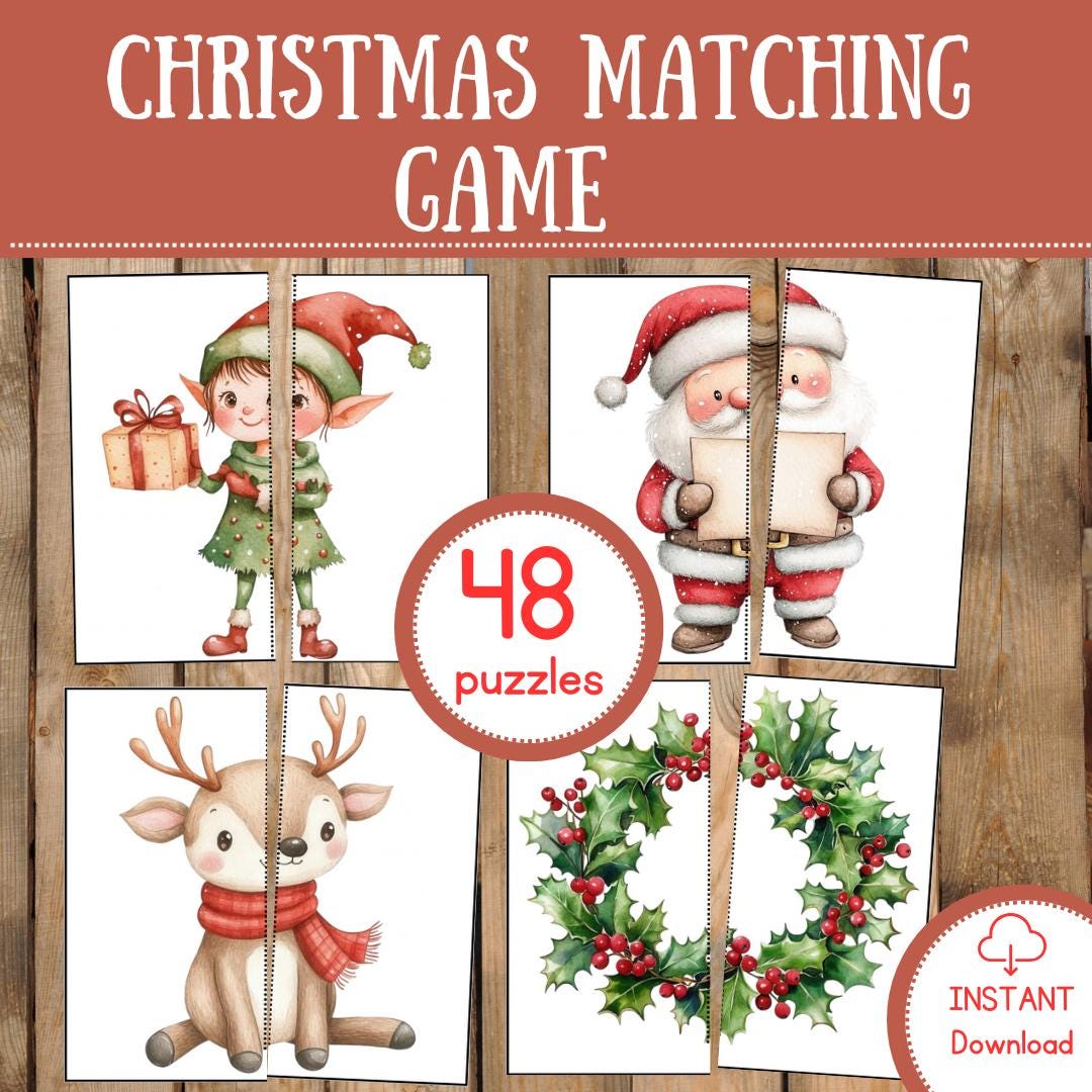Christmas Matching Game for Kids, Matching Activity, Christmas Games ...