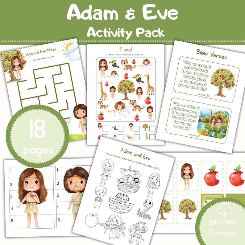 Adam & Eve Activity Book: Sunday School Lessons (digital Download) - Etsy